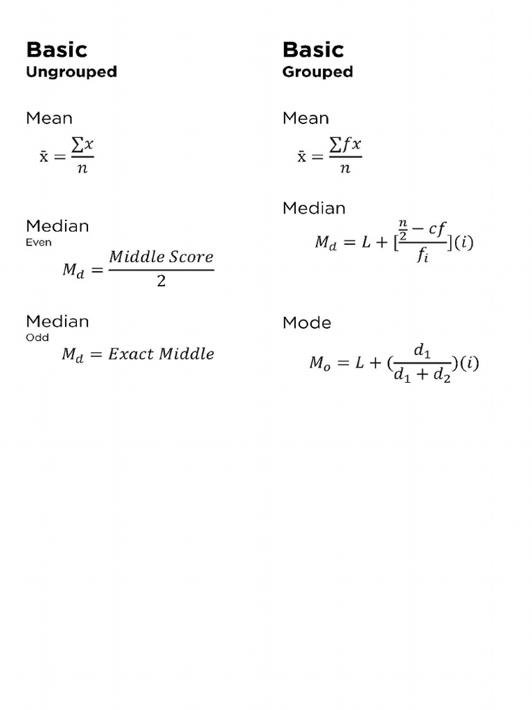 Math 10 4th Quarter Formulas and Equations - Page - 1 | PDF