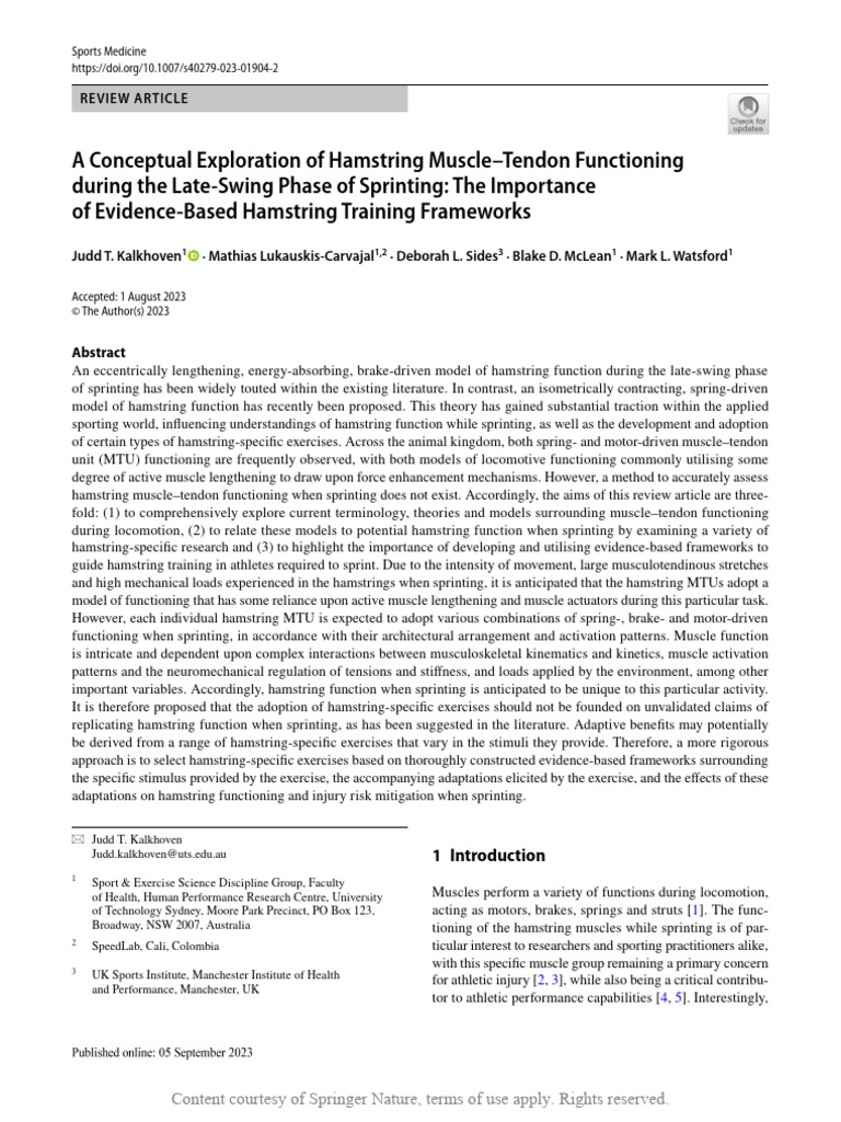 A Conceptual Exploration of Hamstring Muscle-Tendo | PDF | Stress ...