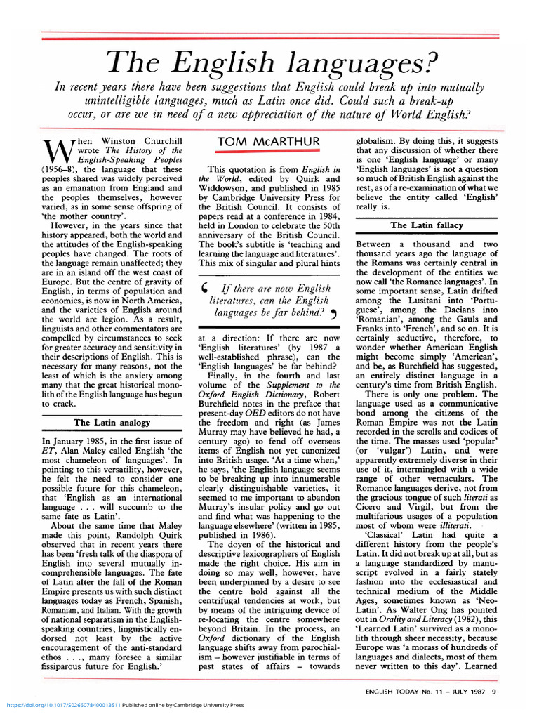 The English Languages | PDF | English Language | Dialect