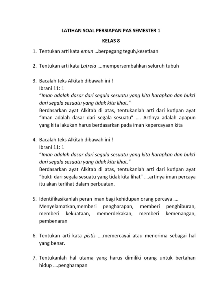 Latihan Soal Persiapan Pas Semester 1 | PDF | Filsafat | Sains & Matematika