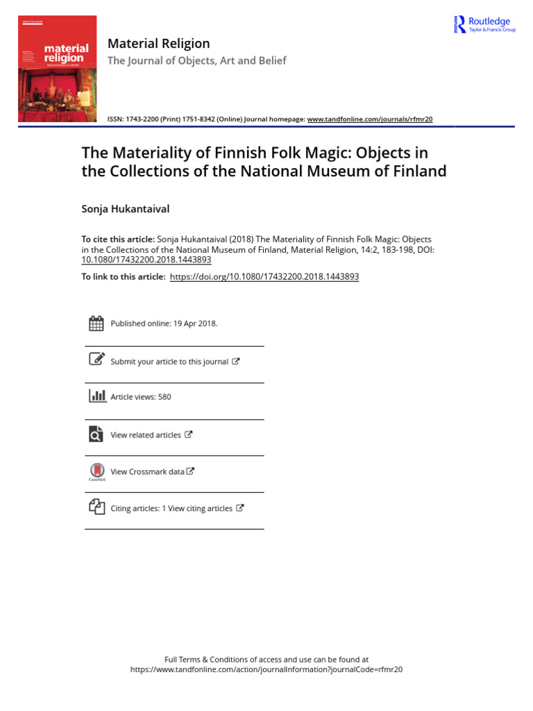 The Materiality of Finnish Folk Magic Objects in The Collections of The ...