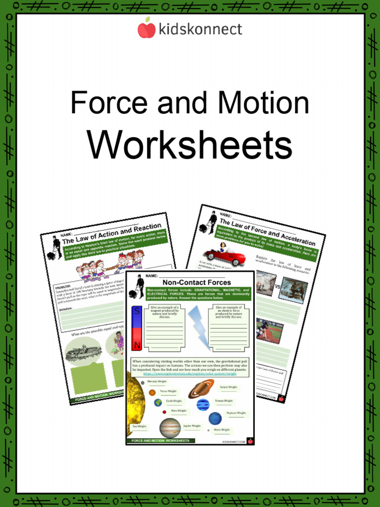 Force and Motion Worksheets | PDF | Force | Weight