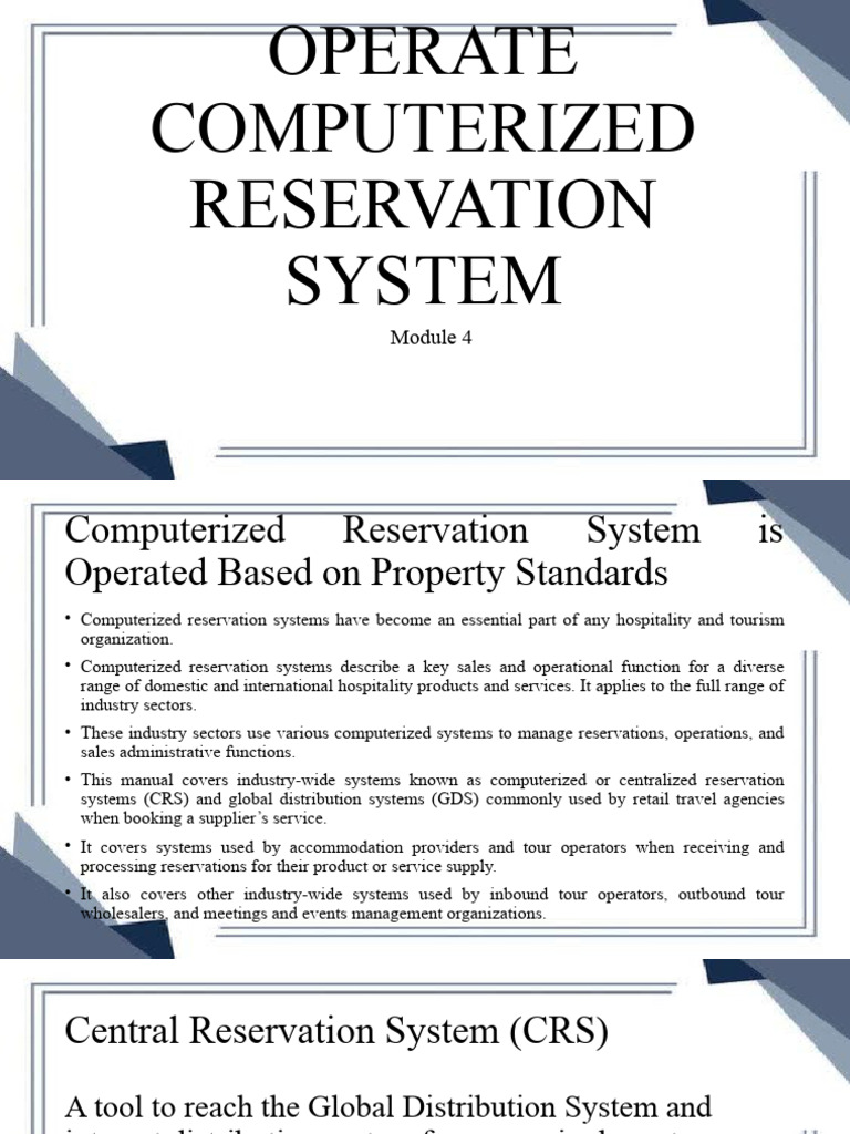 Module 4 Operate Computerize Reservations System | PDF | Travel Agency ...