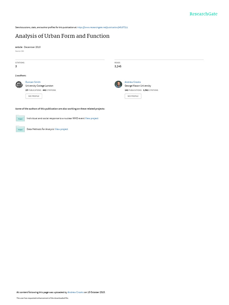Analysis of Urban Form and Function | PDF | Geographic Information ...