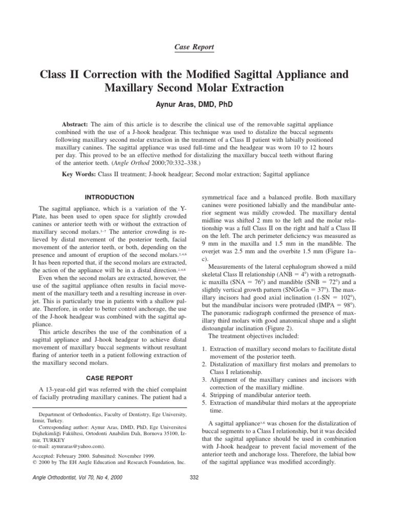 Class II Correction Using Sagittal Appliance and Molar Extraction | PDF ...