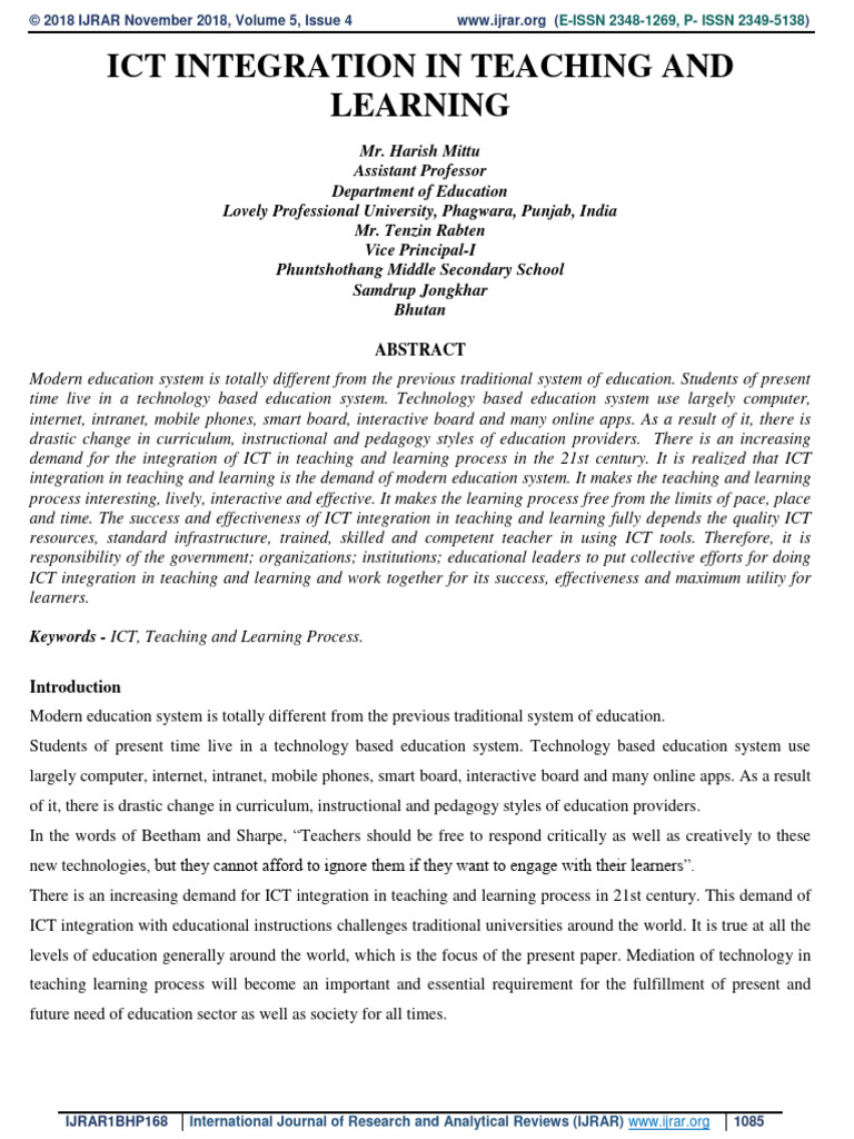 Publication on ICT integrating in teaching | PDF | Educational ...