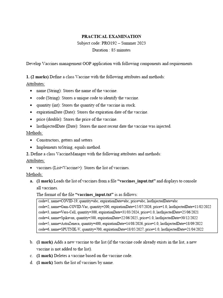 Pro192_PE_SU23_Exam | Download Free PDF | Computer Engineering | Object Oriented Programming