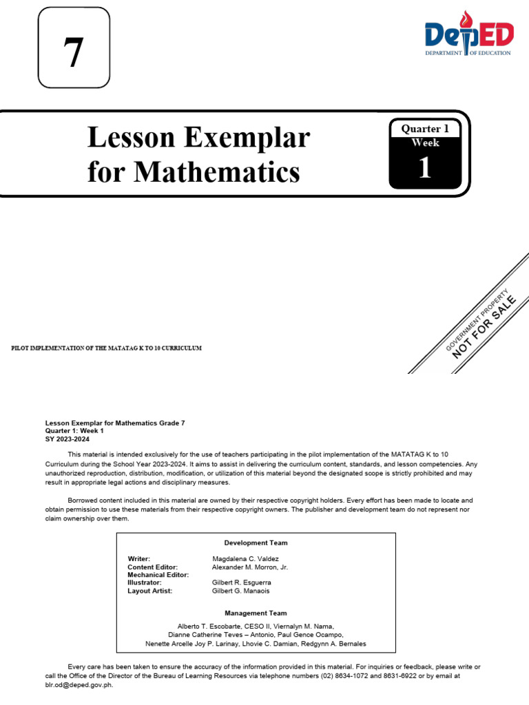 LE - Mathematics 7 - Q1 - Week1 - Formattedfinal | PDF | Educational Assessment | Shape