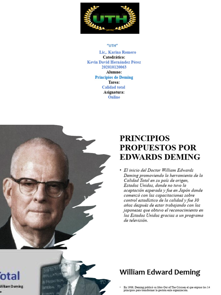 Principios de Deming | PDF | Calidad (comercial) | Business