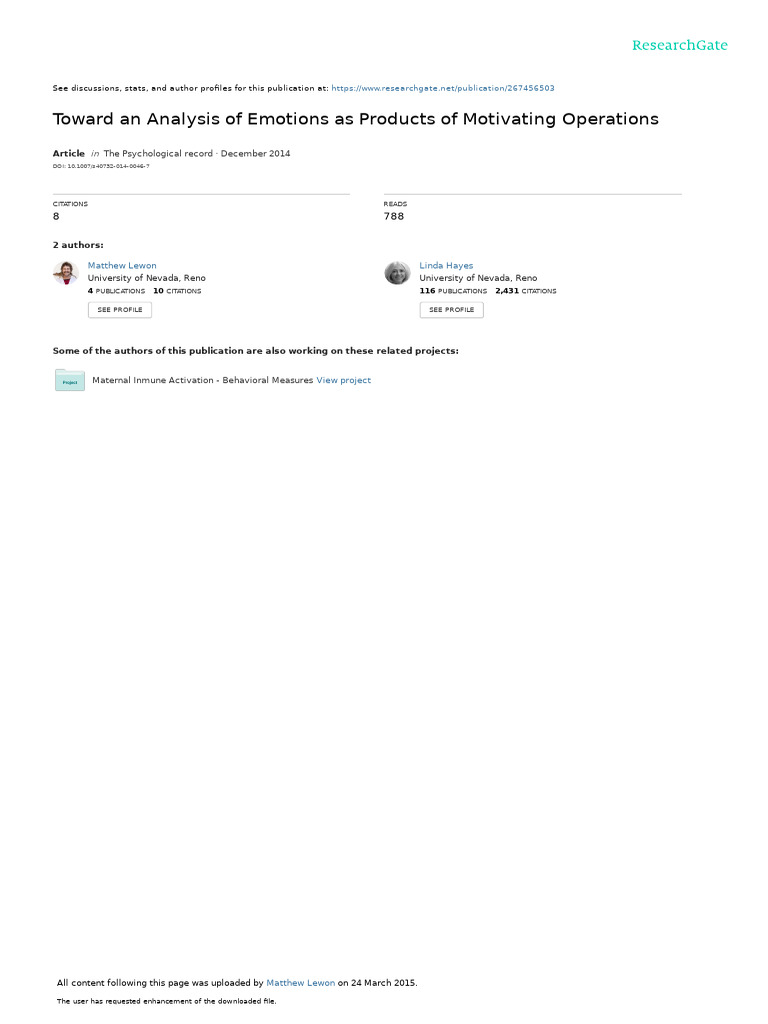 Lewon 2014 towardananalysisofemotionsasproductsofMOs | PDF ...