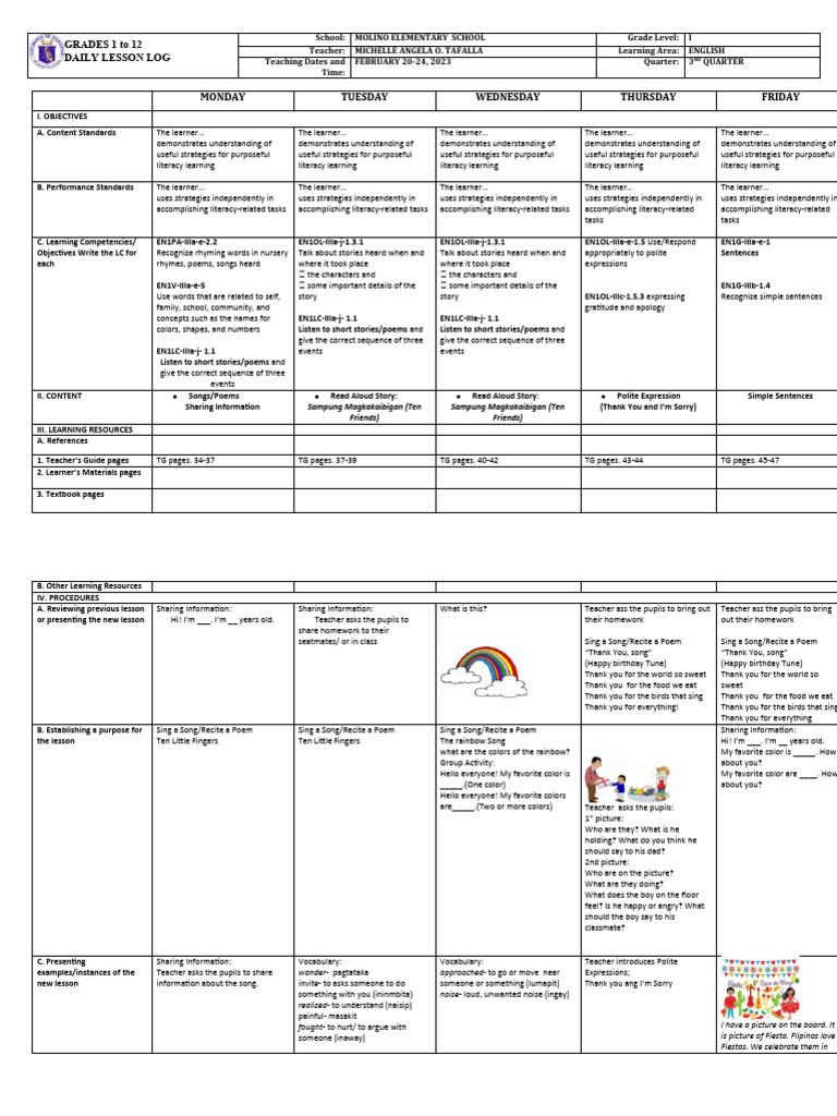 English 1 - Q3 - W2 DLL | PDF | Learning | Human Communication