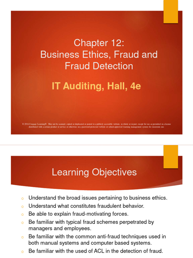 Chapter 12 - Business Ethics, Fraud and Fraud Detection | PDF | Fraud | Audit