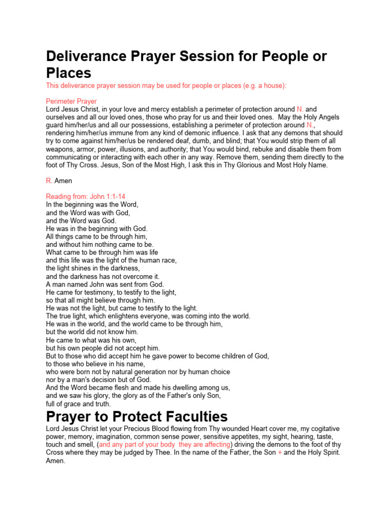 Catholic Deliverance Prayer Guide | PDF | God The Father | Lord's Prayer