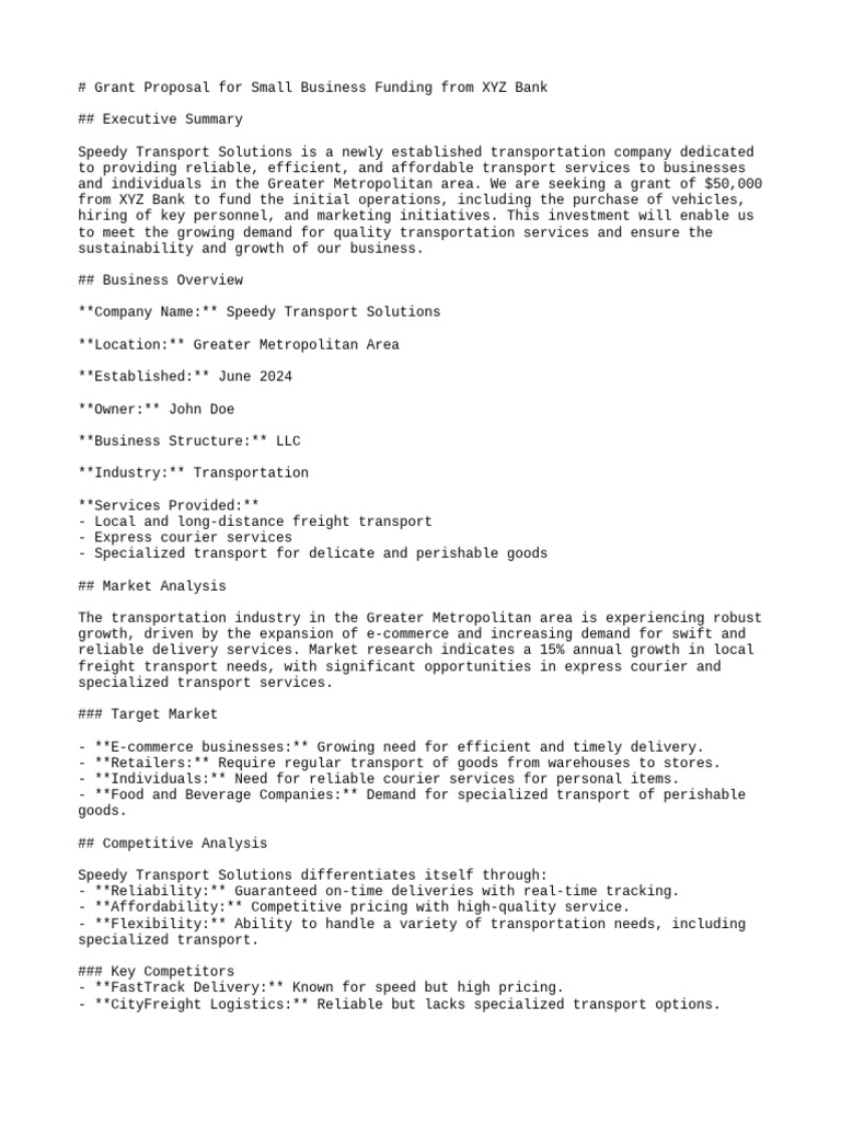 GPT Grant Proposal Template | PDF | Pricing | Transport