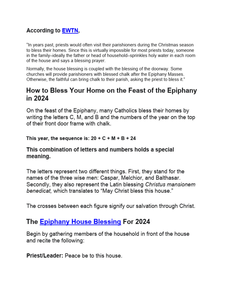 Epiphany Home Blessing Guide 2024 | PDF | Biblical Magi | Lord's Prayer
