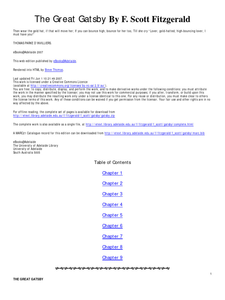 The Great Gatsby | PDF | The Great Gatsby | License