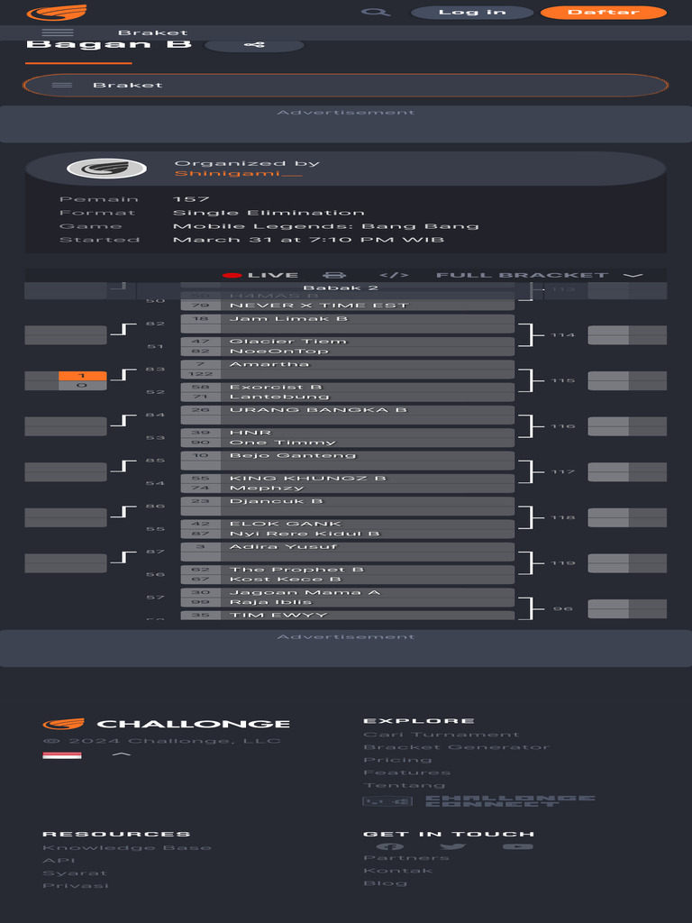 Bagan B - Challonge | PDF