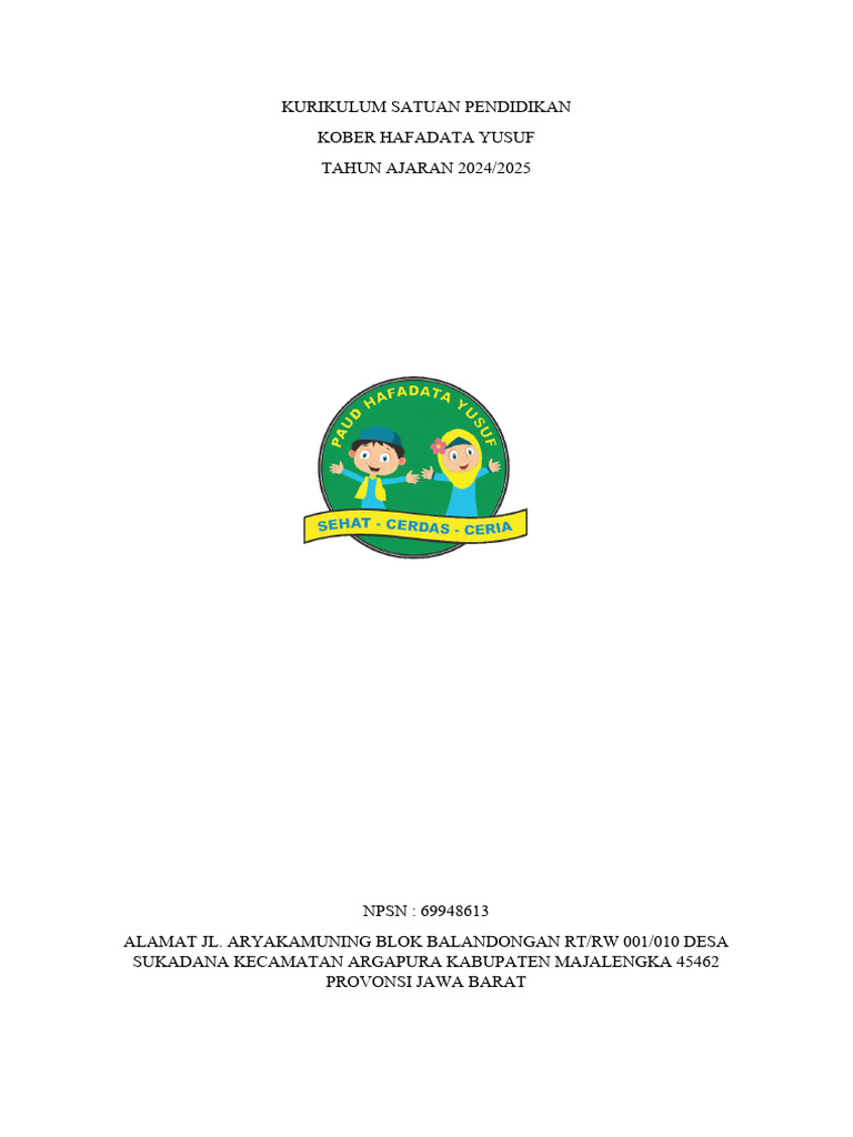 Contoh - Kurikulum Satuan Pendidikan 2024 | PDF