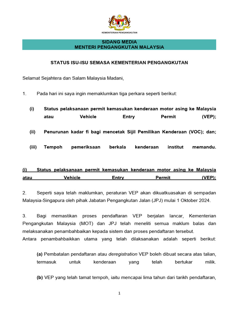 [FINAL] YBM PC - VEP Update, VOC, IM inspection 2024-07-01 V3 | PDF