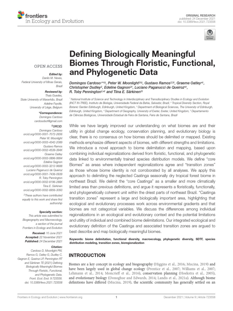 Defining Biologically Meaningful Biomes | PDF | Ecology | Biogeography
