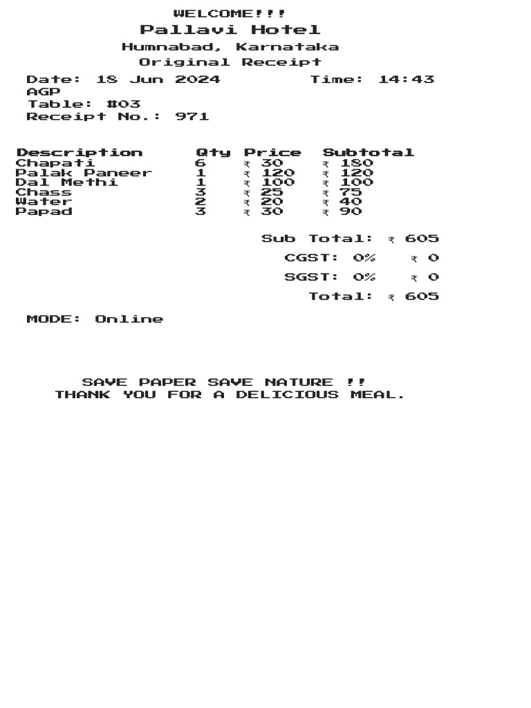 Restaurant Bill Template 1 | PDF Restaurant Bill Template 1 | PDF
