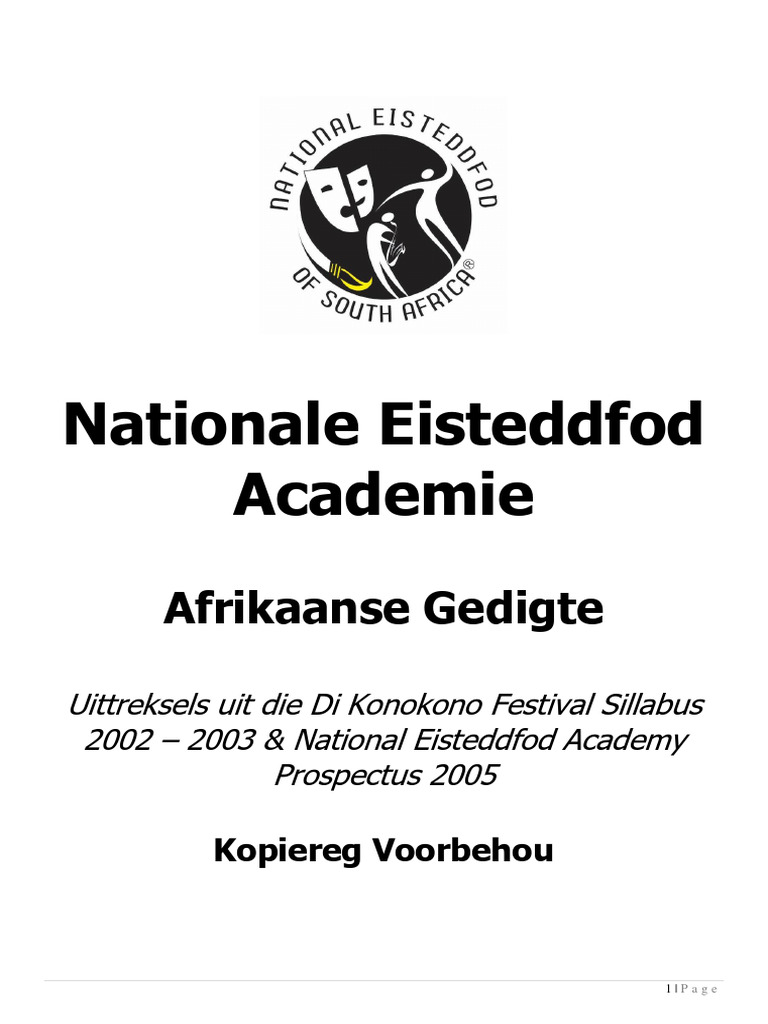 NEA2020 Voorbeelde Van Afrikaanse Gedigte - Uittreksel | PDF