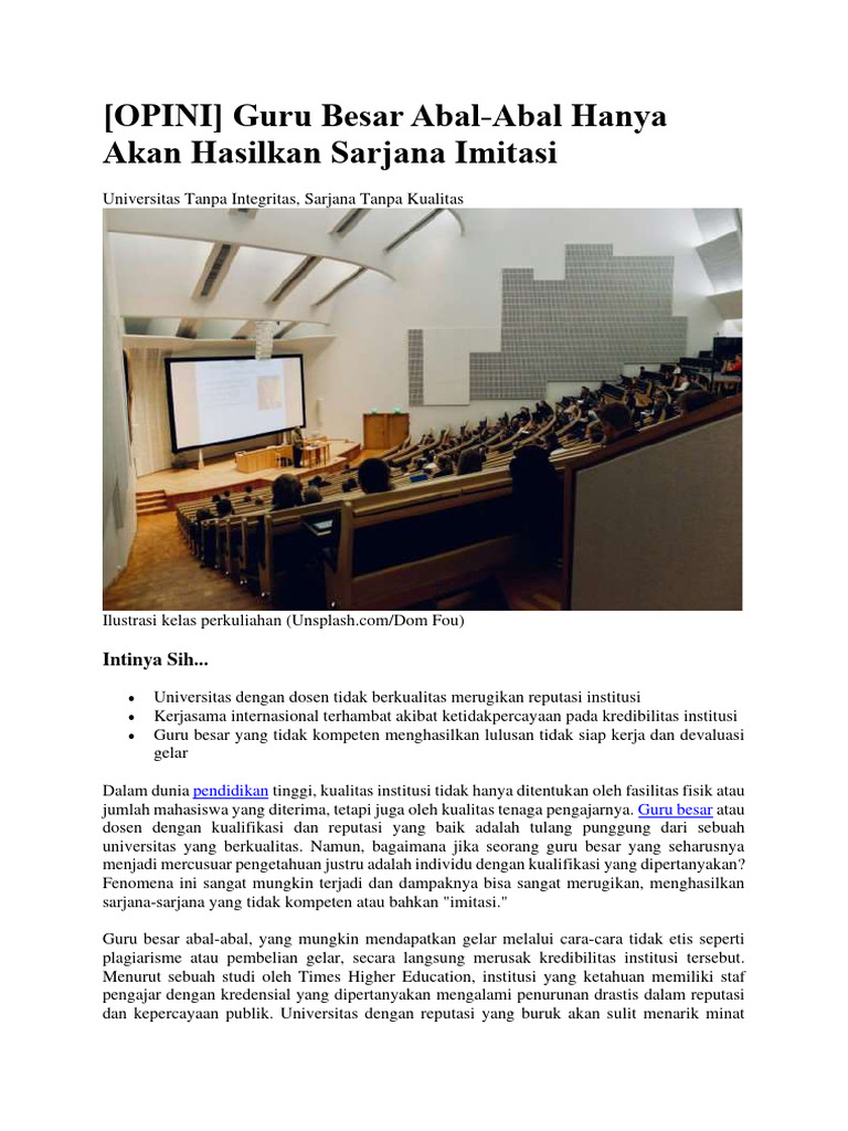 Opini Guru Besar Abal | PDF | Karier & Perkembangan