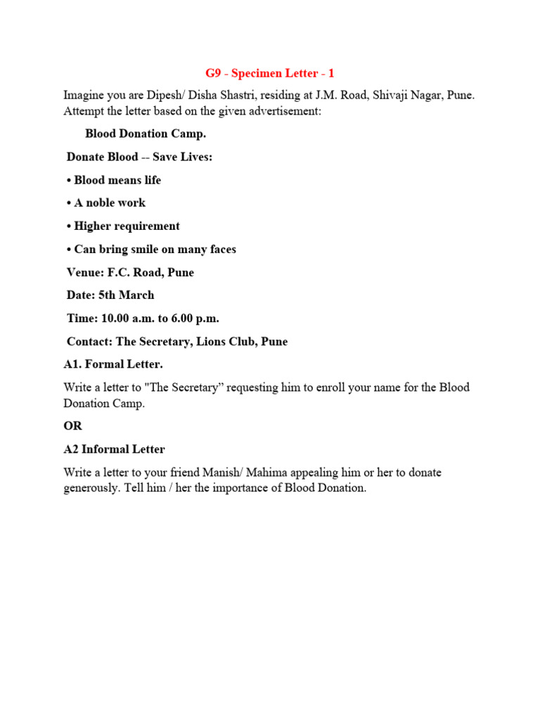 G9 Letter Writing Model | PDF