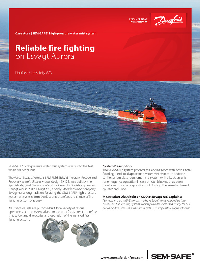 Danfoss Fire Safety SEM-SAFE® Water Mist Esvagt Aurora Ship Case Story ...