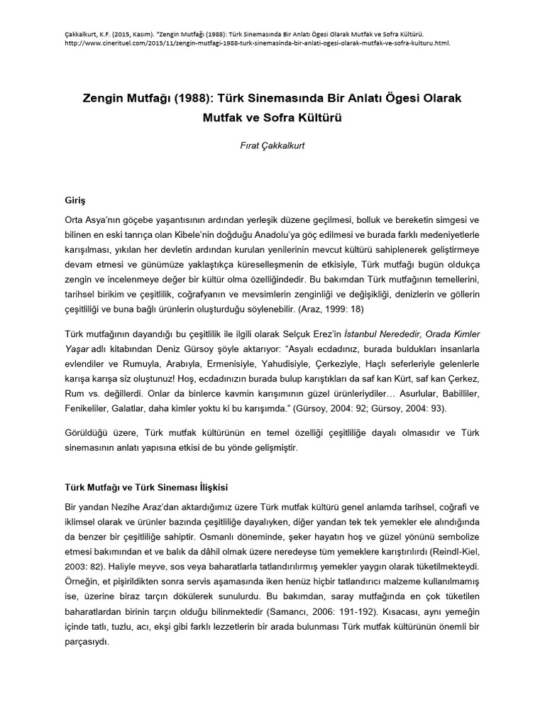 Zengin Mutfagi 1988 Turk Sinemasinda Bir | PDF