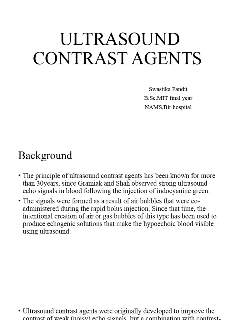 Ultrasound Contrast Agents | PDF | Medical Ultrasound | Pancreatic Cancer