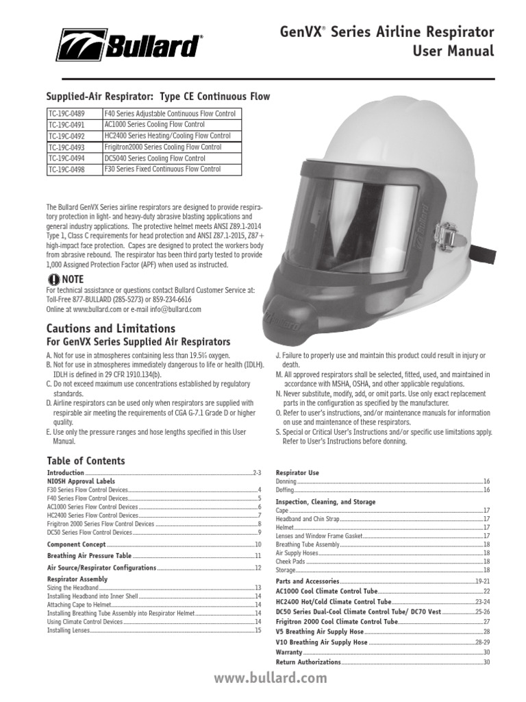 Bullard GenVX Series Manual | PDF | Occupational Safety And Health | Safety