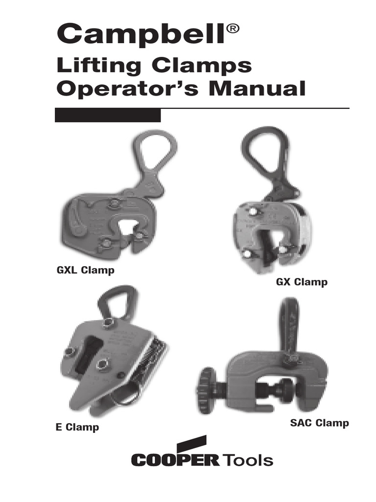Campbell Lifting Clamps Manual | PDF | Crane (Machine) | Lift (Force)