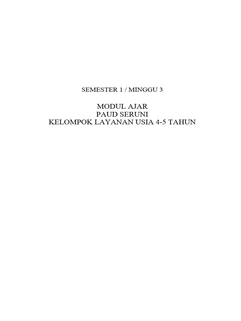 Modul Ajar RPPH TK A 4 5 Tahun Kurmer Smt1 Minggu 2 | PDF