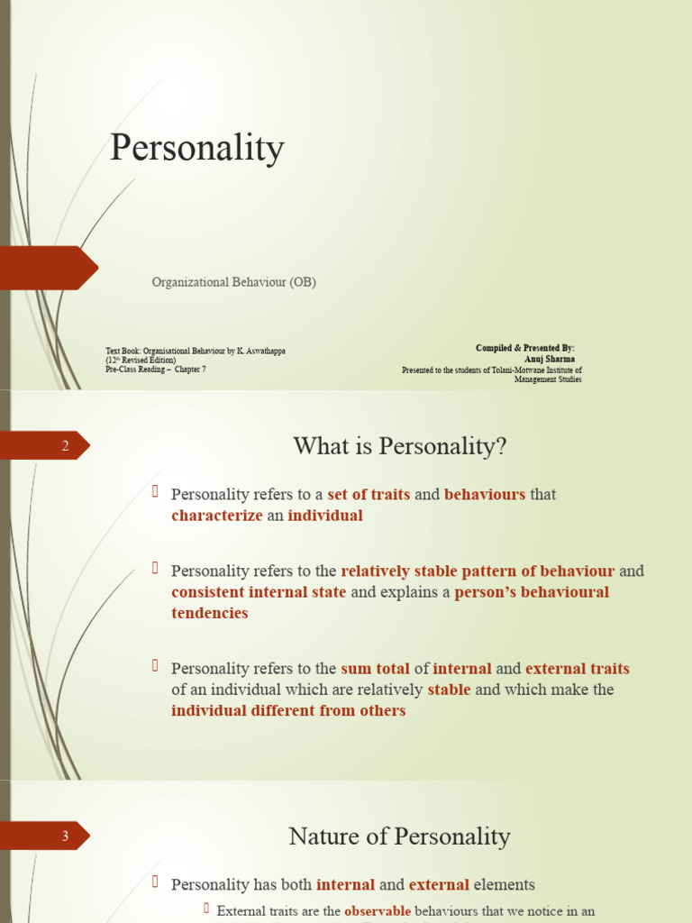 Chapter - 7 Personality | PDF | Extraversion And Introversion | Self Esteem