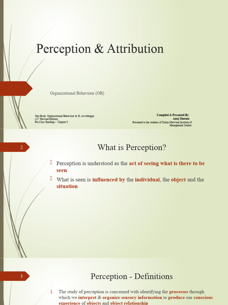 Chapter - 8 Perception & Attribution | PDF | Perception | Senses