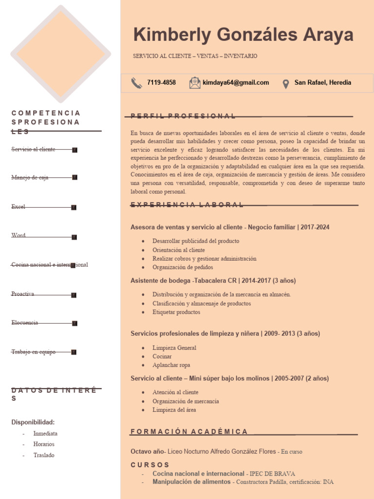 Kimberly Gonzáles CV | PDF | Business