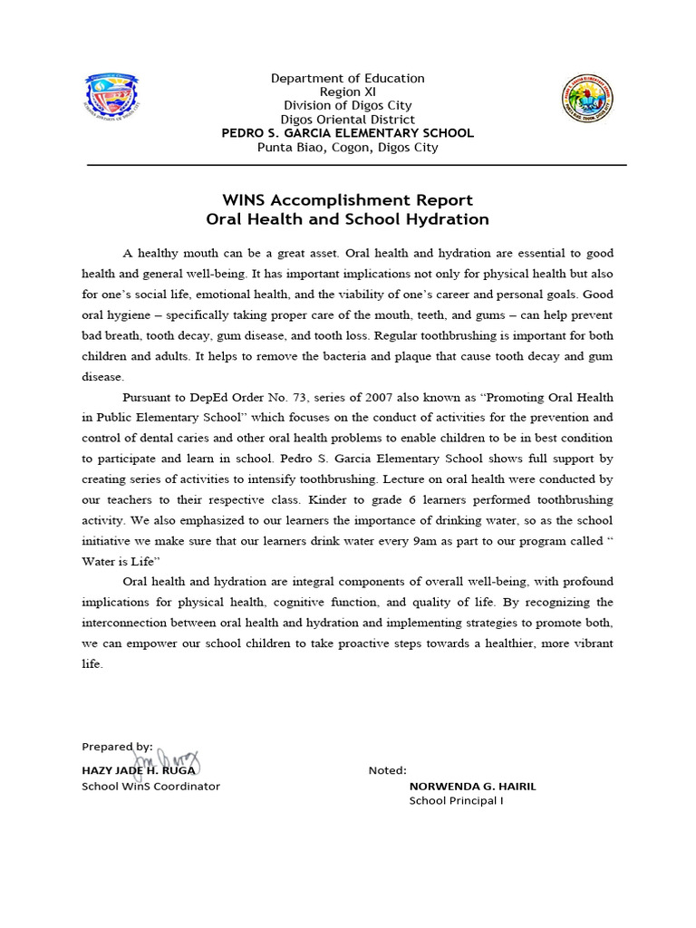PGES WINS Accomplishment Report 2 | PDF | Self-Improvement | Wellness