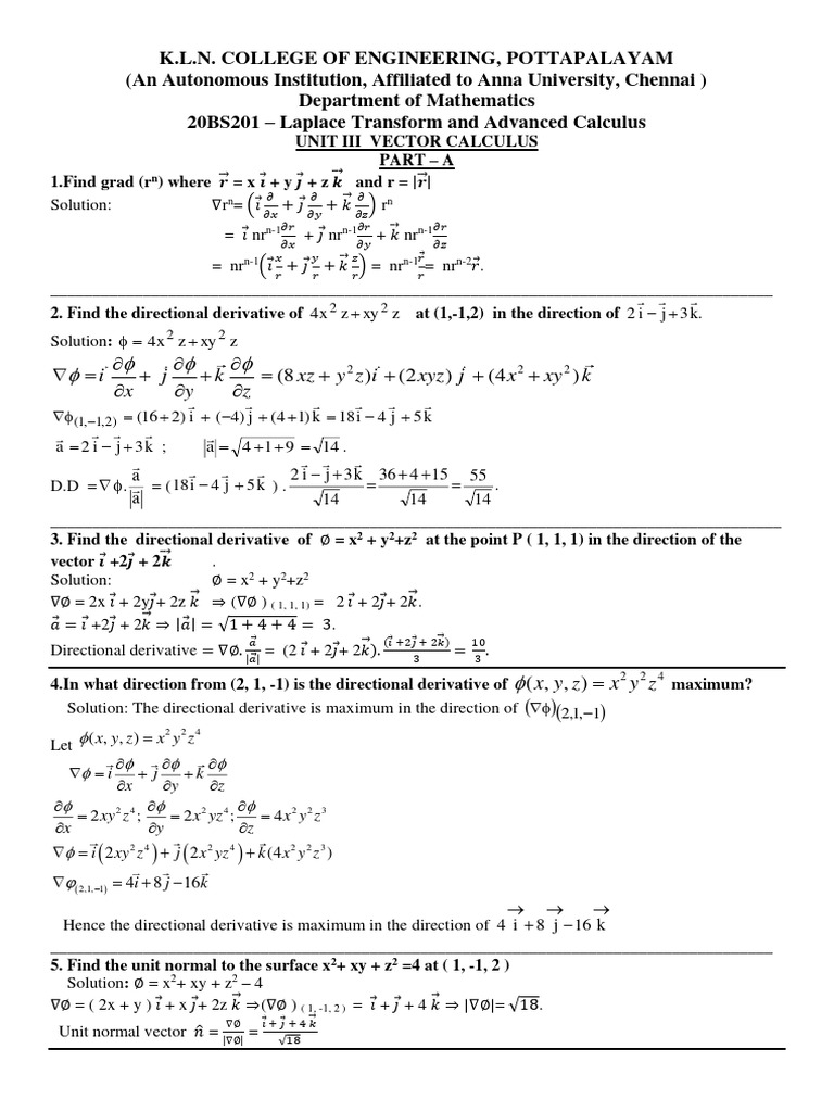 Vector Calculus Problems and Solutions | PDF | Integral | Geometry