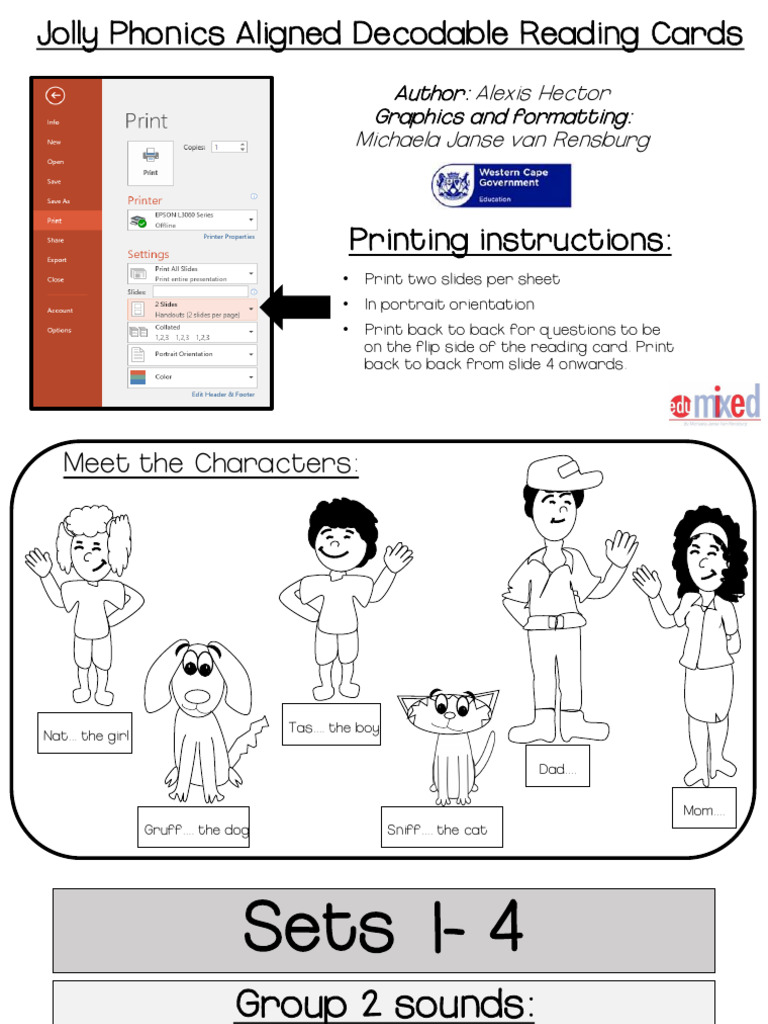 Group 2 J Phonics Decodable Reading Cards - Group 2 Sounds - Sets 1 To ...