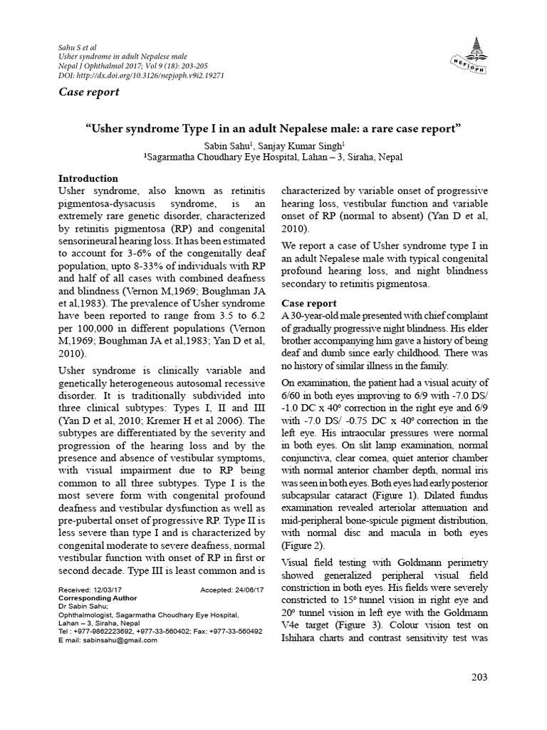 6 Usher Syndrome Cae Report | PDF | Hearing Loss | Ophthalmology