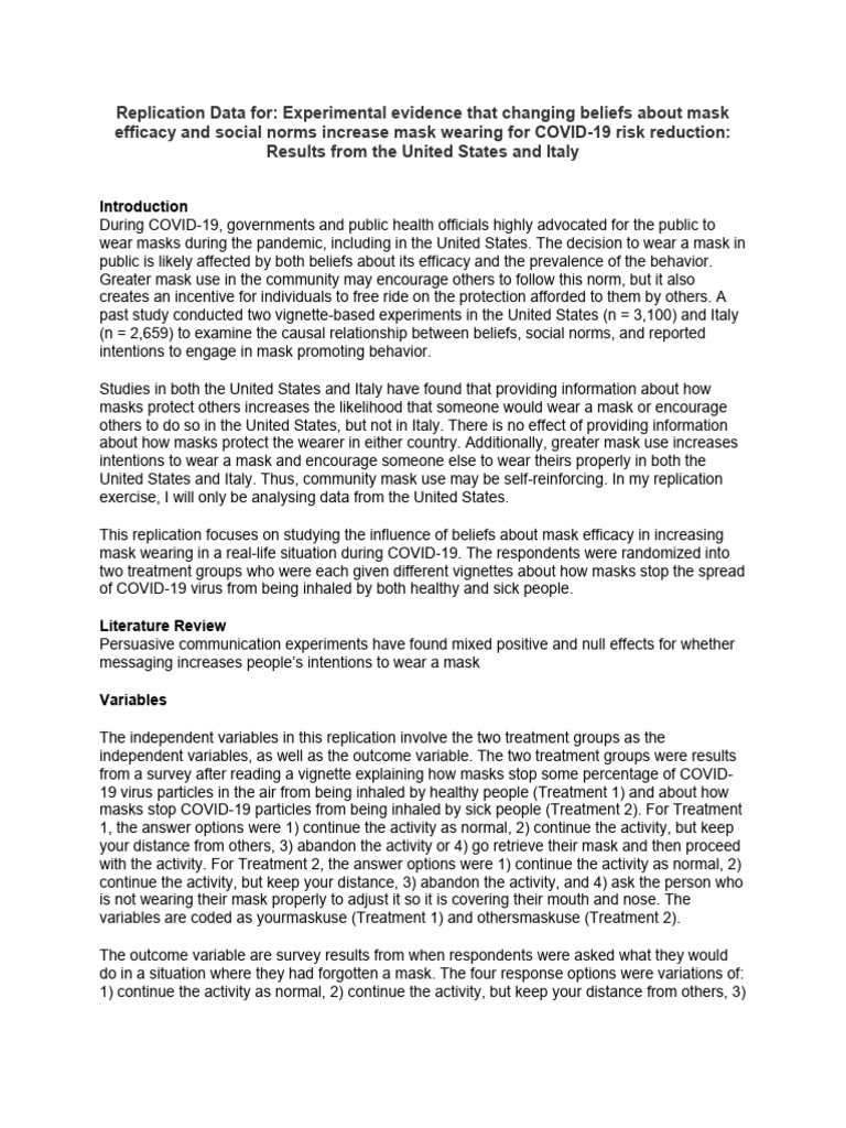 Replication Exercise | PDF | Behavior | Experiment