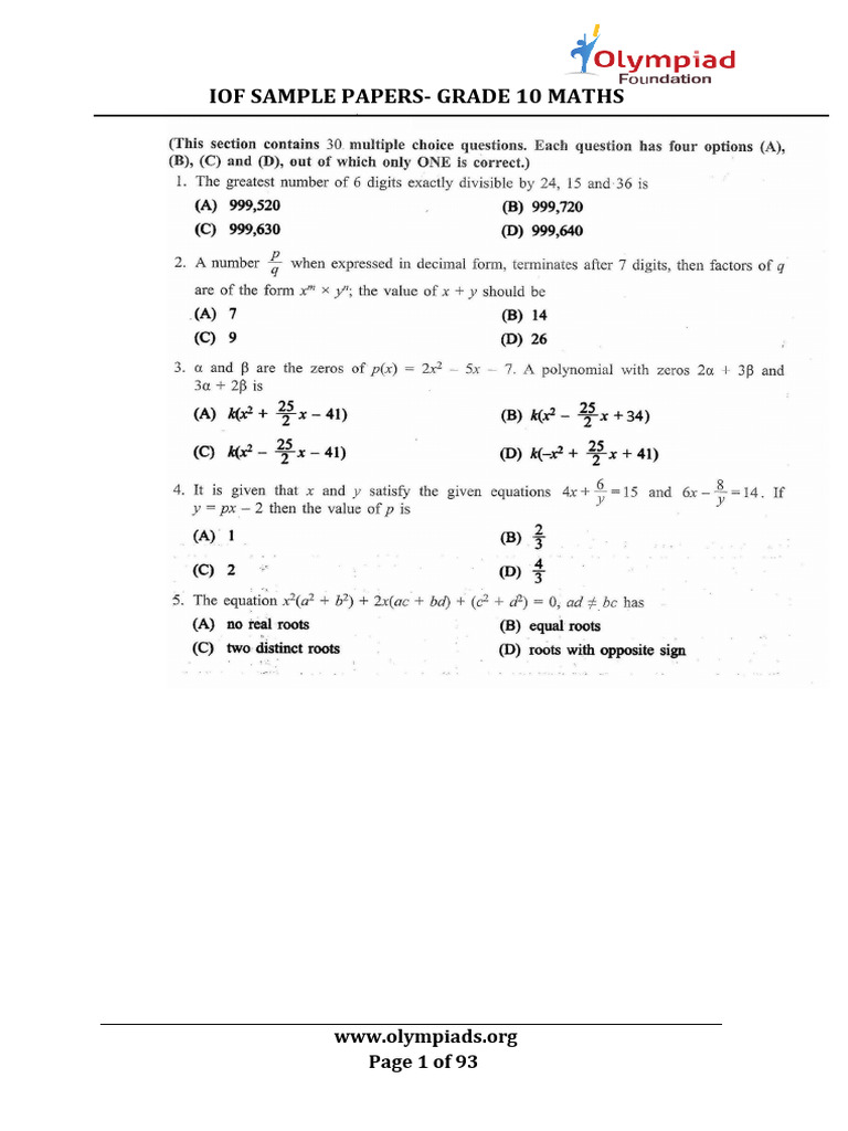 Grade 10 Math | PDF | Zero Of A Function | Numbers