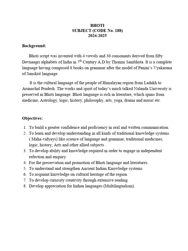 Bhoti Srsec 2024 25 Pdf Linguistics Human Communication