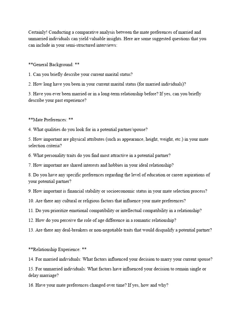 Questions For Interview | PDF | Physical Attractiveness | Interpersonal ...