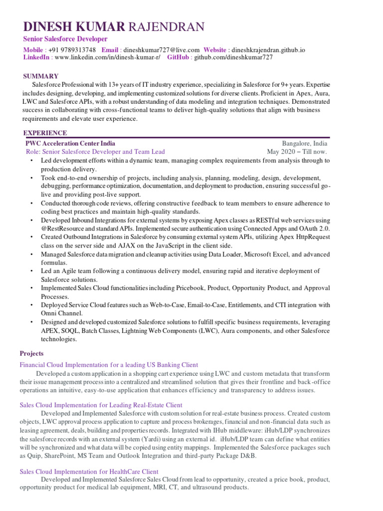 Dinesh Kumar-Profile | PDF | Cloud Computing | World Wide Web