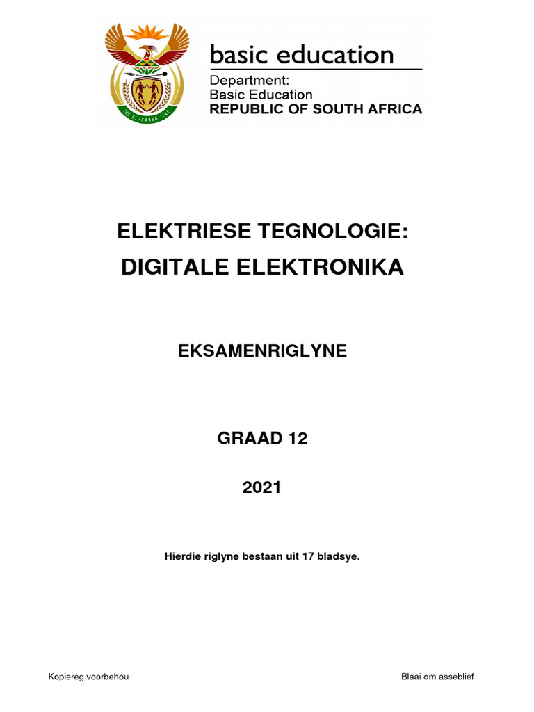 Electrical Technology GR 12 Exam Guidelines (Digital) 2021 Afr | PDF