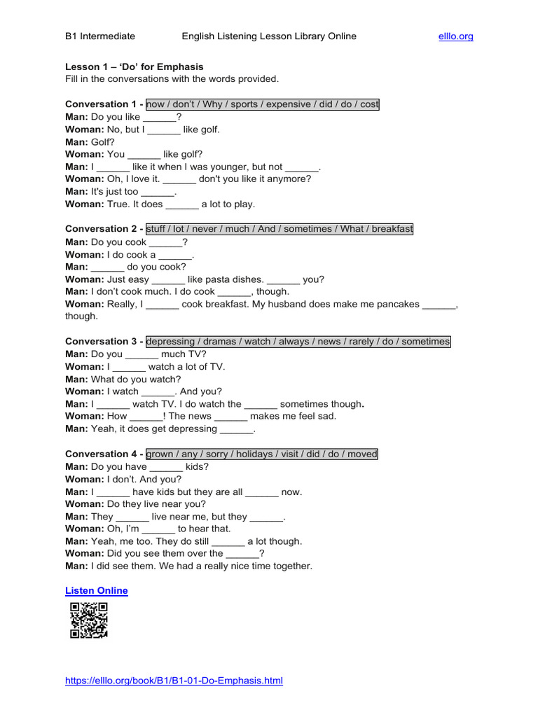 B1 Intermediate English Conversations With Answer Key | PDF ...