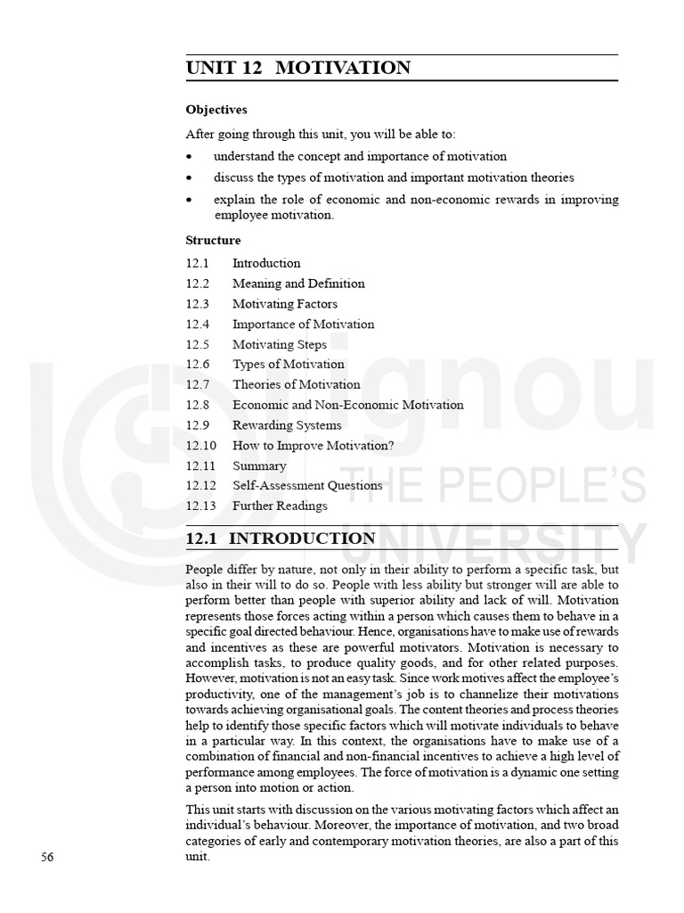 Unit-12 | PDF | Motivational | Motivation