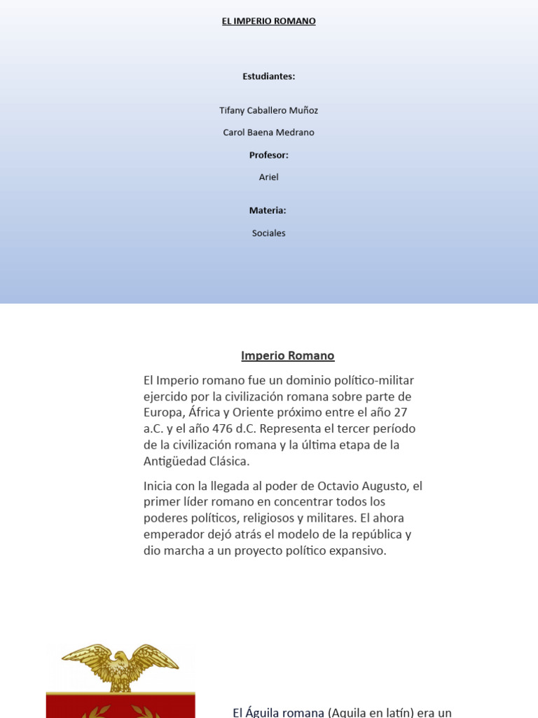 Presentacion de Imperio Romano Tifany y Karol | PDF | Legion romana | imperio Romano